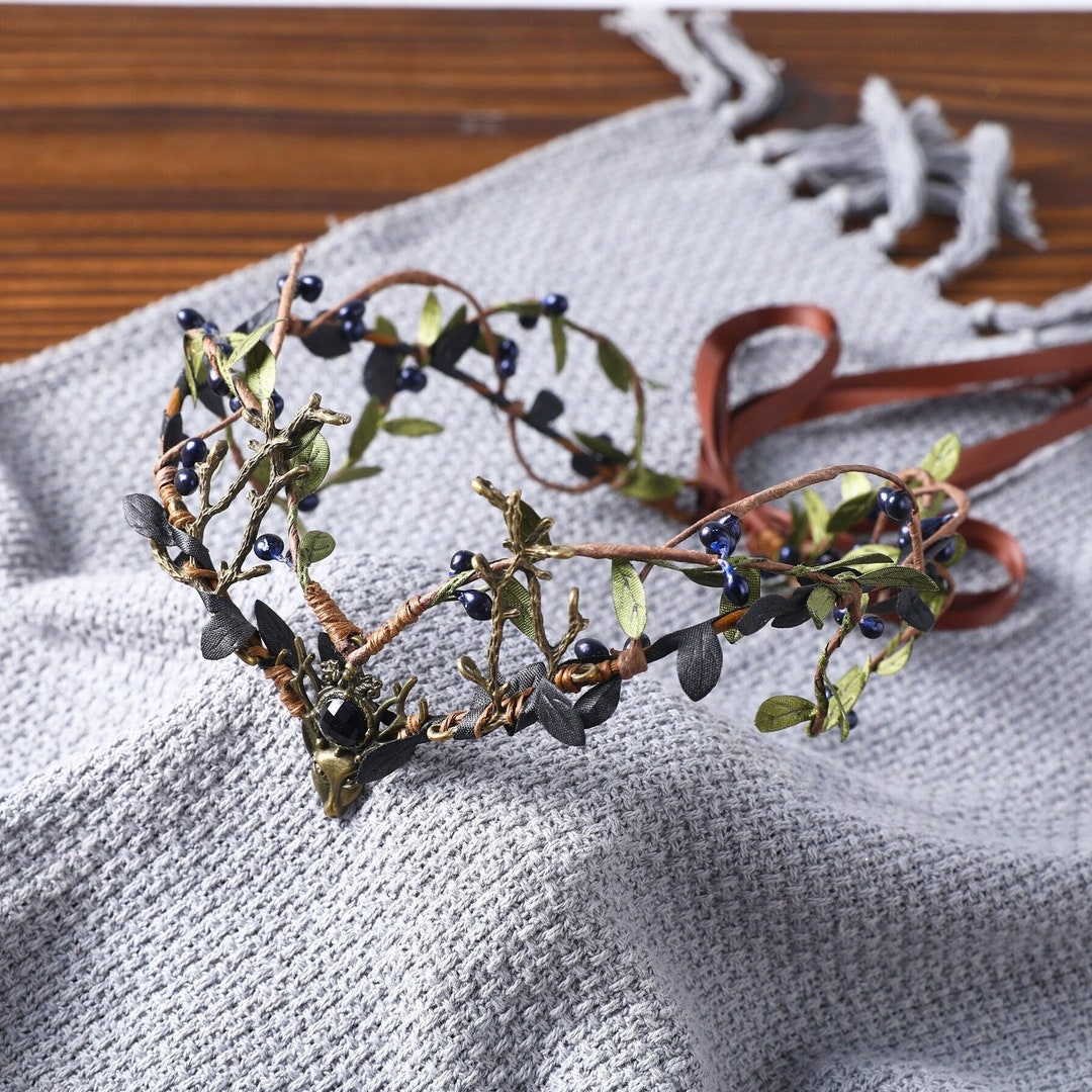 Antler Elven Crown, Woodland Elf Tiara, Deer Crown With Branches and ...