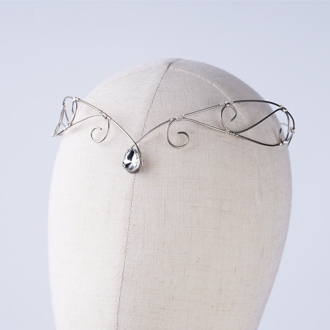 Silver Wedding Tiara Diamond Wire Wrapped Gold Circle - Etsy