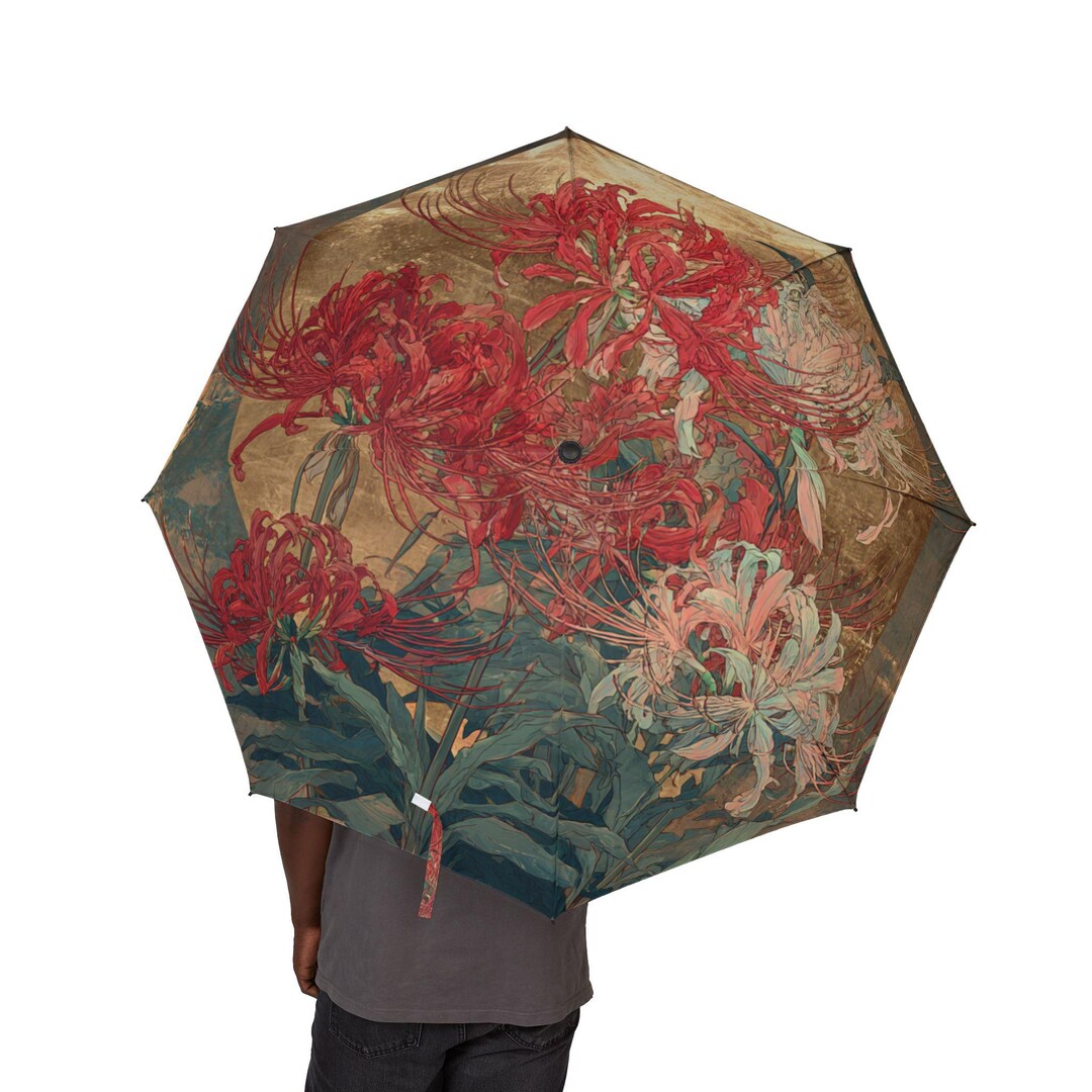 Red Spider Lily Floral Umbrella | Foldable - Etsy