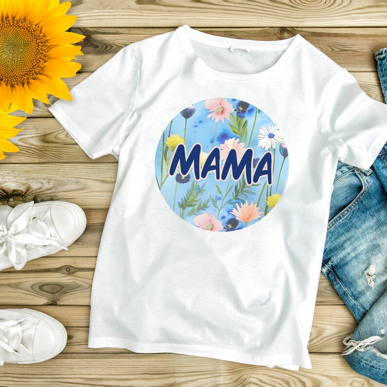 Blue Floral Mama PNG, Mama Circle Png, Mama Sublimation Png, Mom Png ...