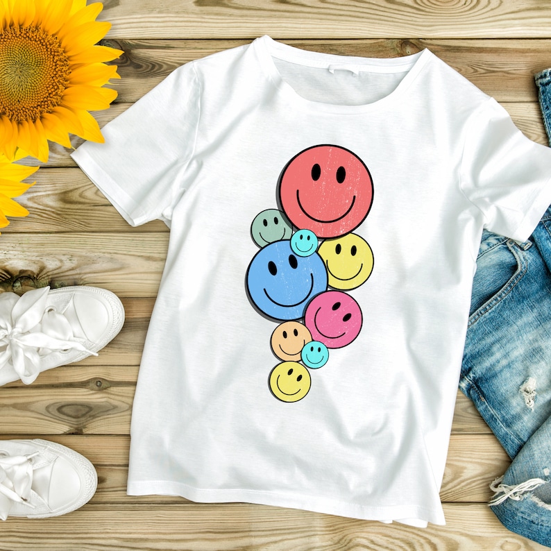 Retro Smiley Faces Grunge Png Face Png File for Sublimation, Groovy Png ...