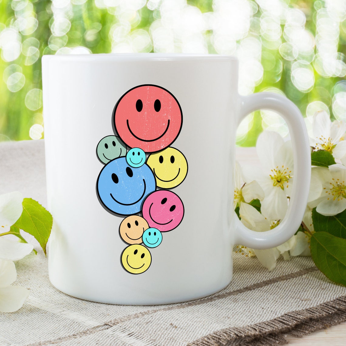 Retro Smiley Faces Grunge Png Face Png File for Sublimation, Groovy Png ...