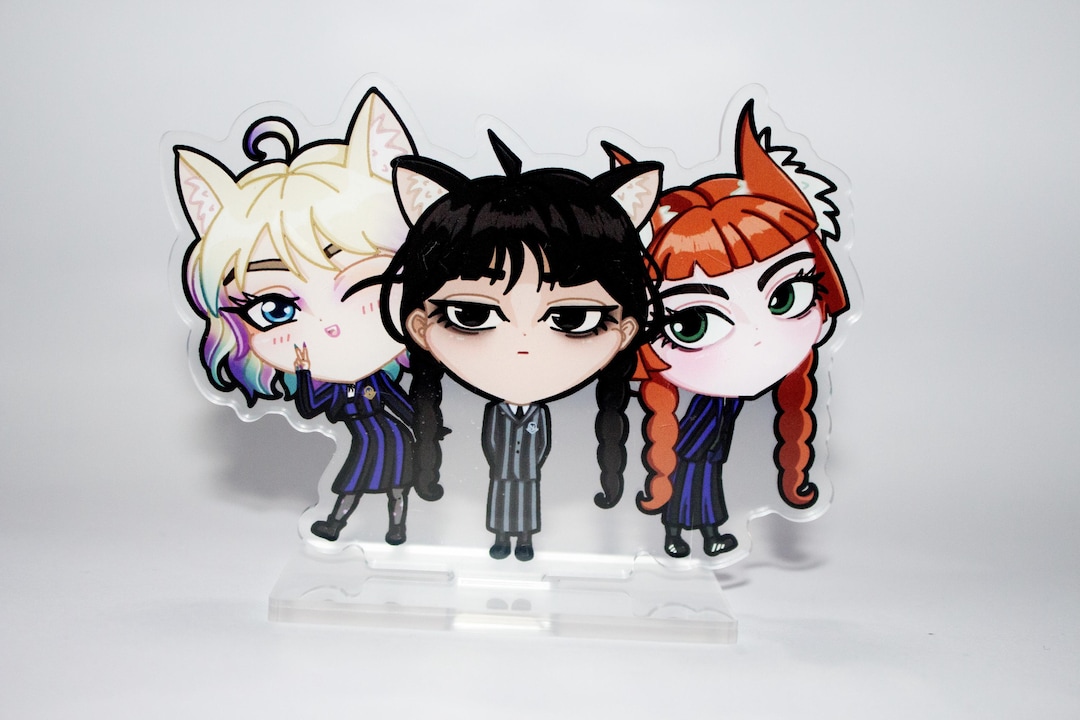 Clear Acrylic Chibi Wednesday Enid Agnes Standee Nevermore Girls Cat ...