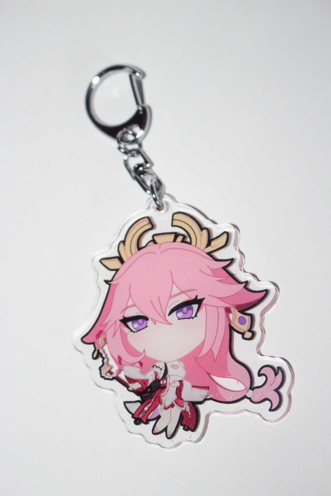 Acrylic Yae Miko Keychain Keyring Anime Genshin Kawaii Pendant ...