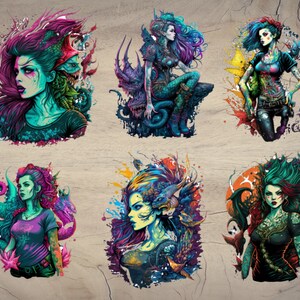 6 Mermaid Punk Sublimation Bundle Png, Printable, Instant Download Pngs ...