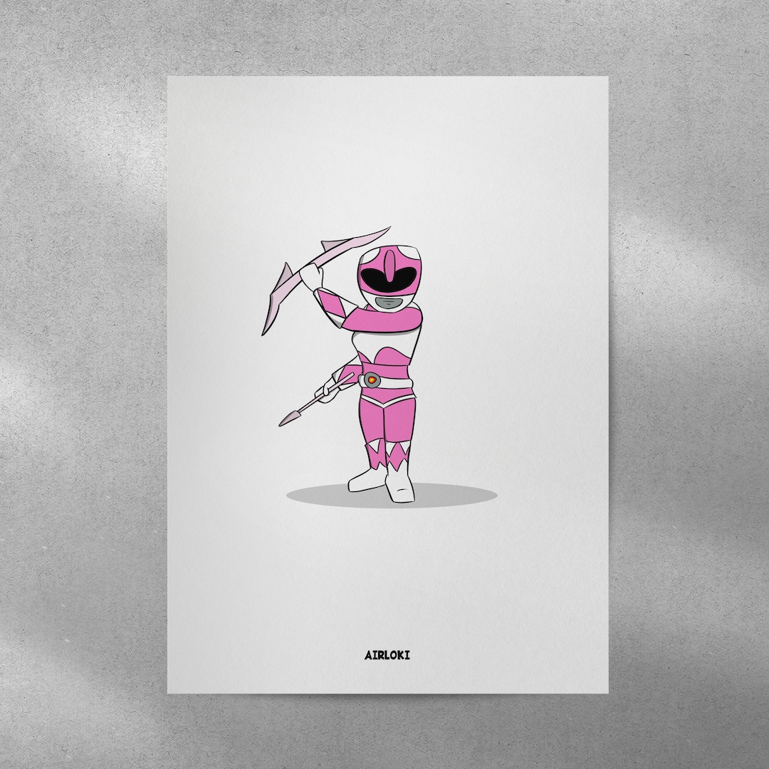 Pink Power Ranger Character Drawing - Etsy