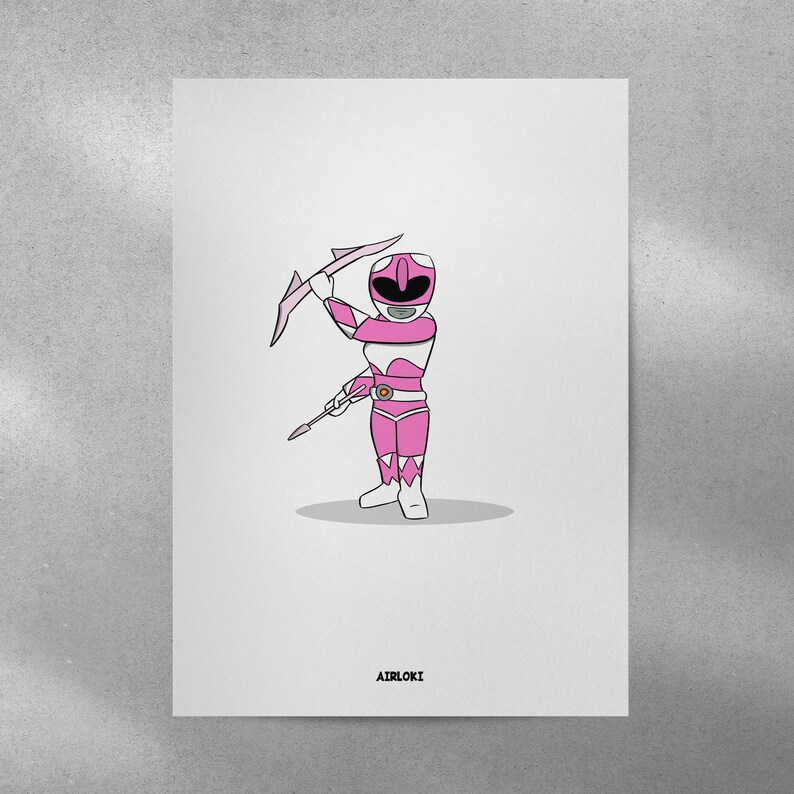 Pink Power Ranger Character Drawing - Etsy