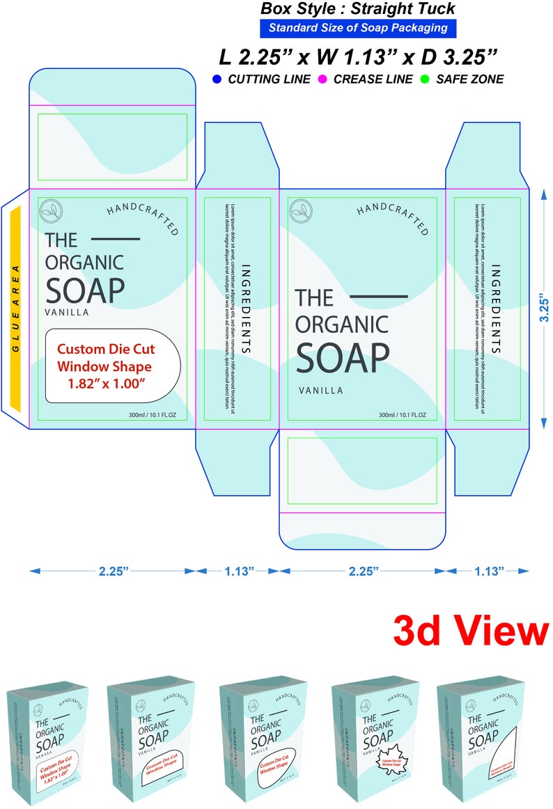 Soap Box Template: Customizable Packaging With Window Die-cuts (PDF, AI ...