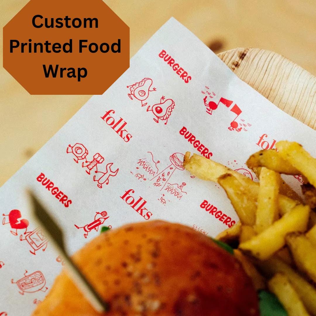 Personalized Food Wrap Paper, Custom Logo Food Safe Paper, Branded Food ...
