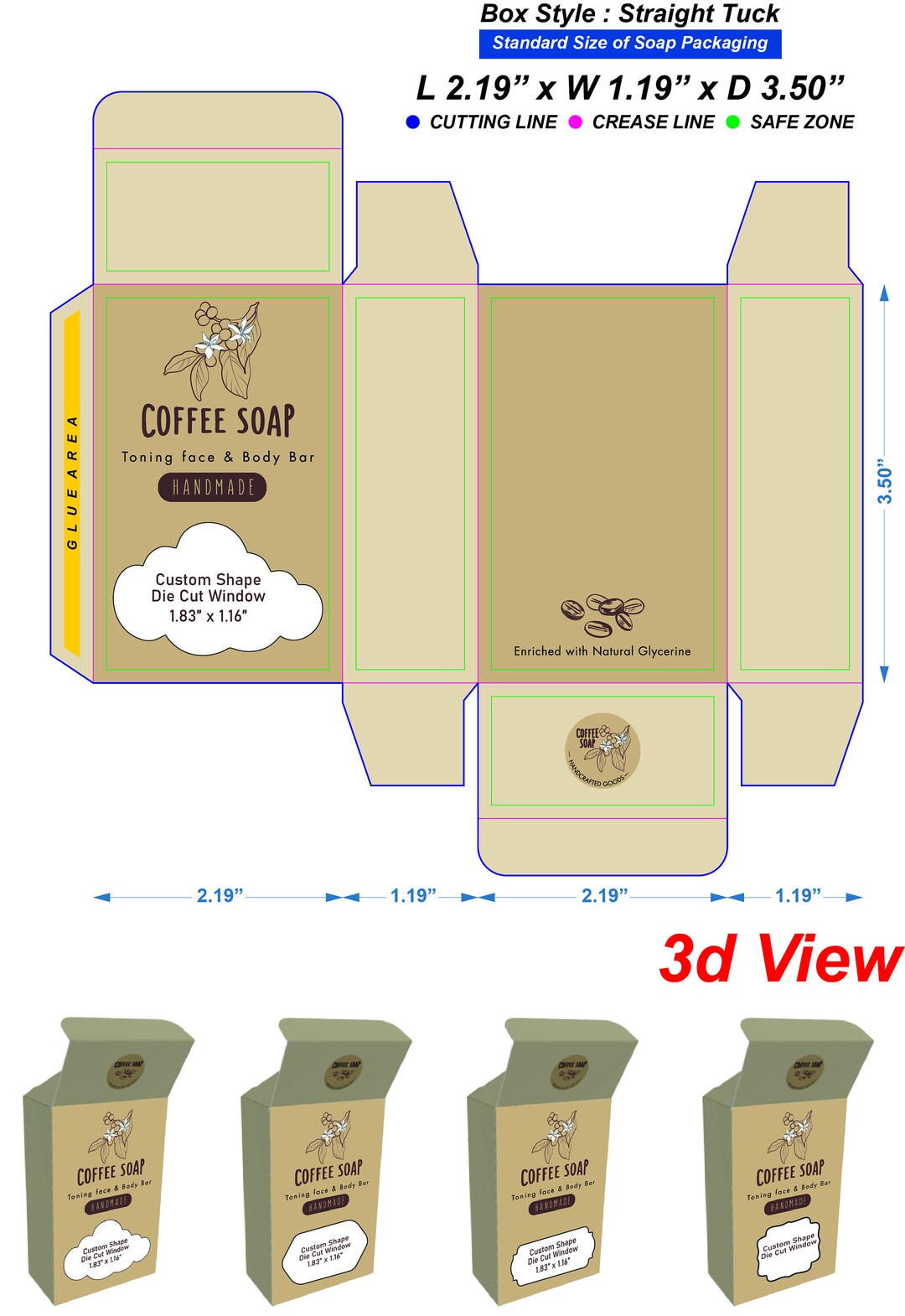 Soap Box Template: 5 Window Die-cuts (PDF, Ai) - Etsy