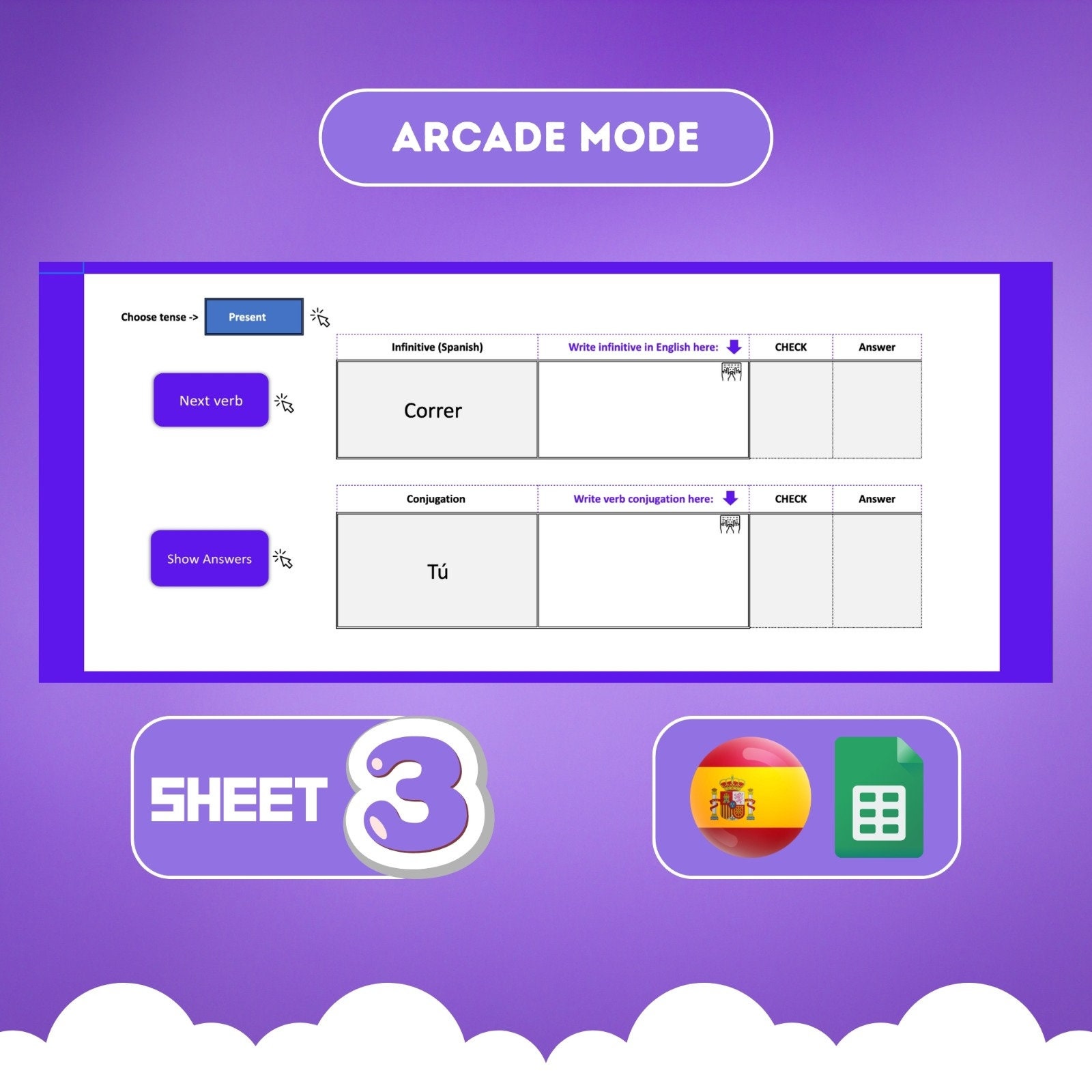 Spanish Verb Conjugation Flashcards: Automated Google Sheet Tool for ...