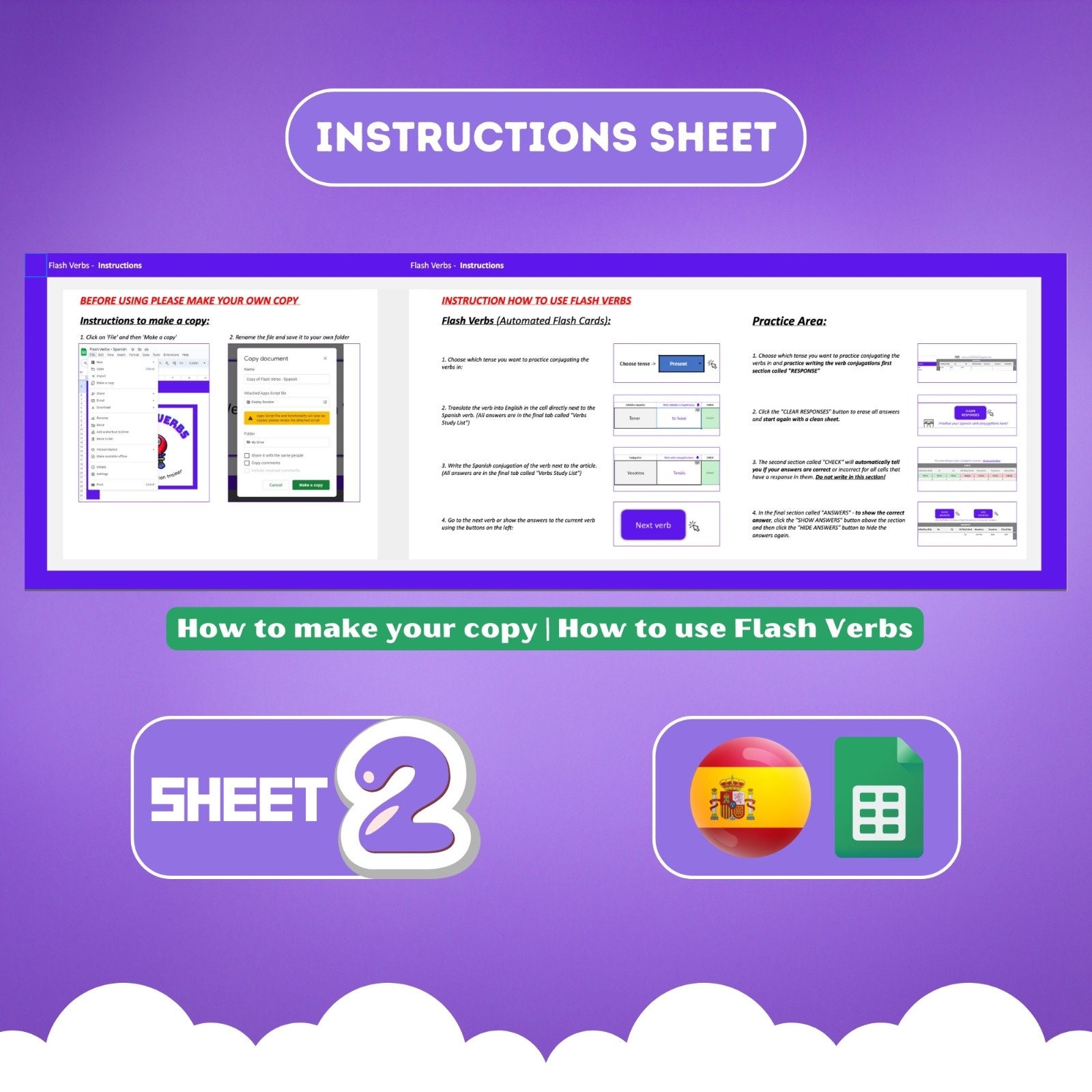 Spanish Verb Conjugation Flashcards: Automated Google Sheet Tool for ...