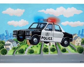 3D Police Car Nursery Wall Art With Printed and Moosgummi Details ...
