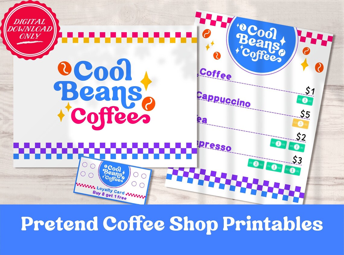 Printable Coffee Shop Pretend Play Kit | Dramatic Play Coffee Shop ...