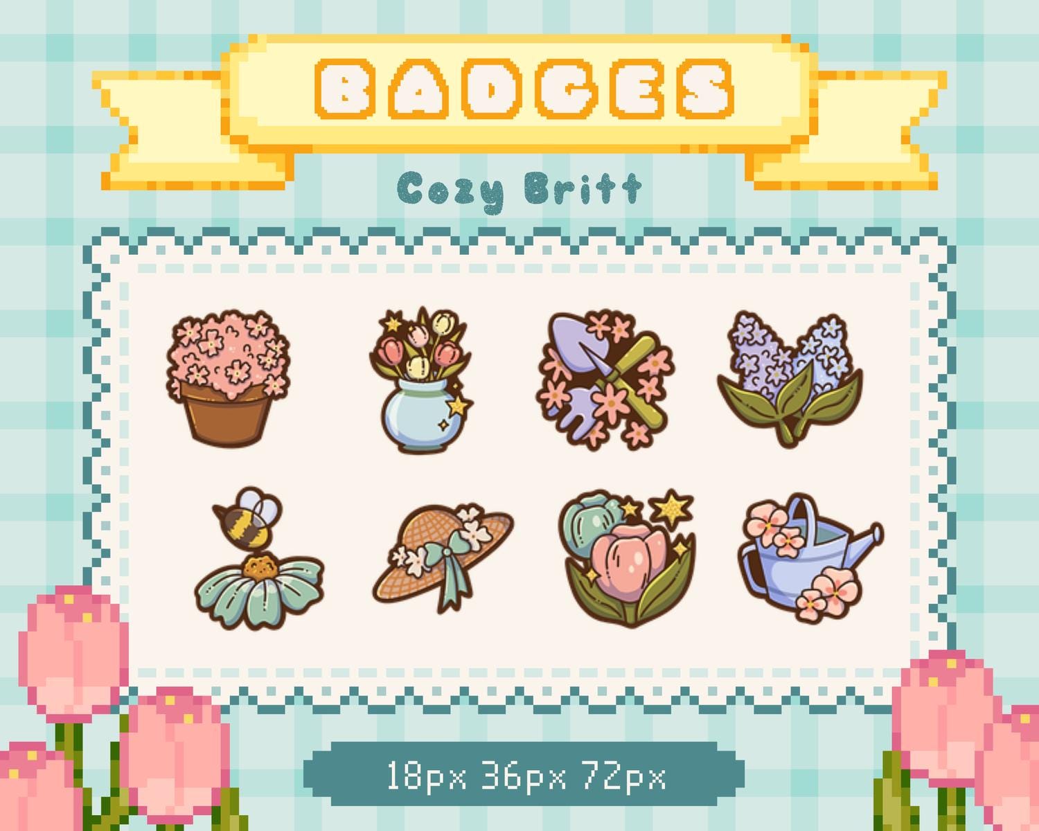 Spring Garden Twitch Badges – Cozy Floral Subscriber Badges ...