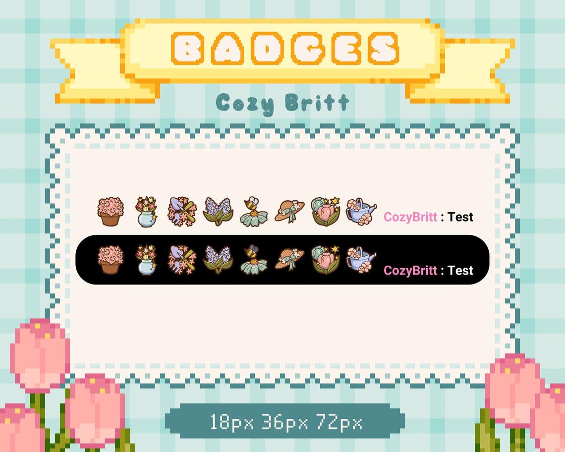 Spring Garden Twitch Badges – Cozy Floral Subscriber Badges ...