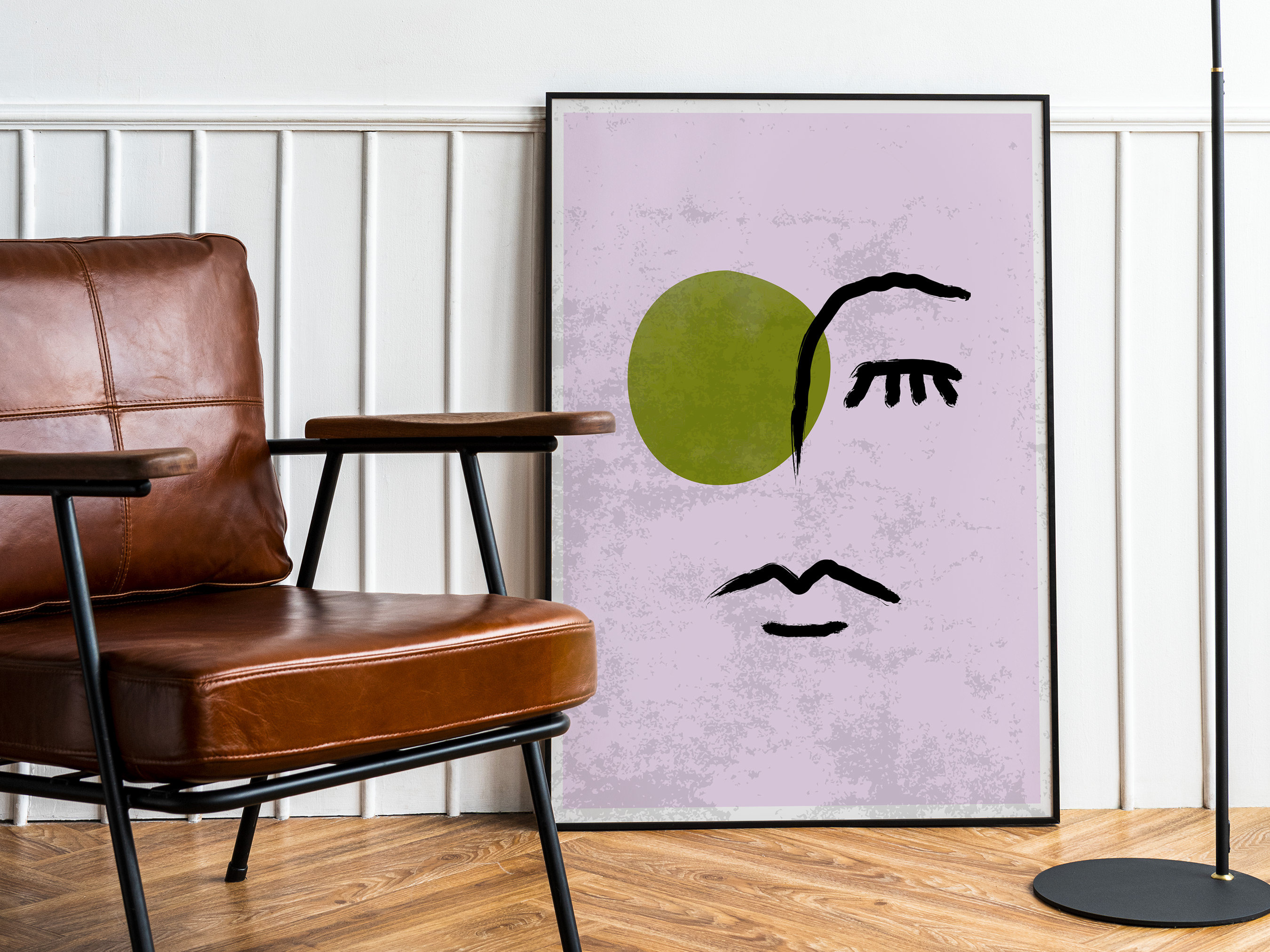 Printable Set 3 Abstract Wall Art Faces Light Pink Background With ...