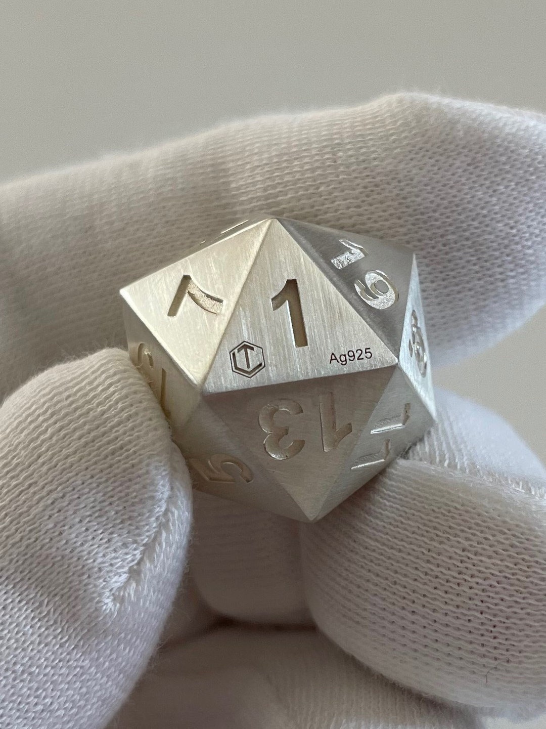D20 Dice in Solid Sterling Silver, 24 Mm, 50 G, Brushed – Handcrafted ...