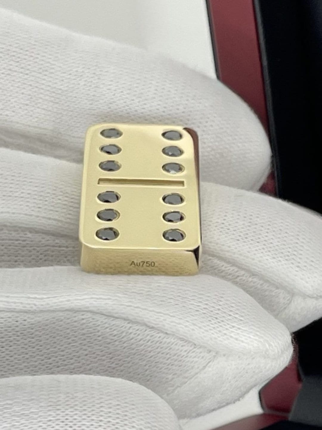 18K Gold Domino With 12 Diamonds, Solid, 29 Mm, 25 G, Polished Finish ...