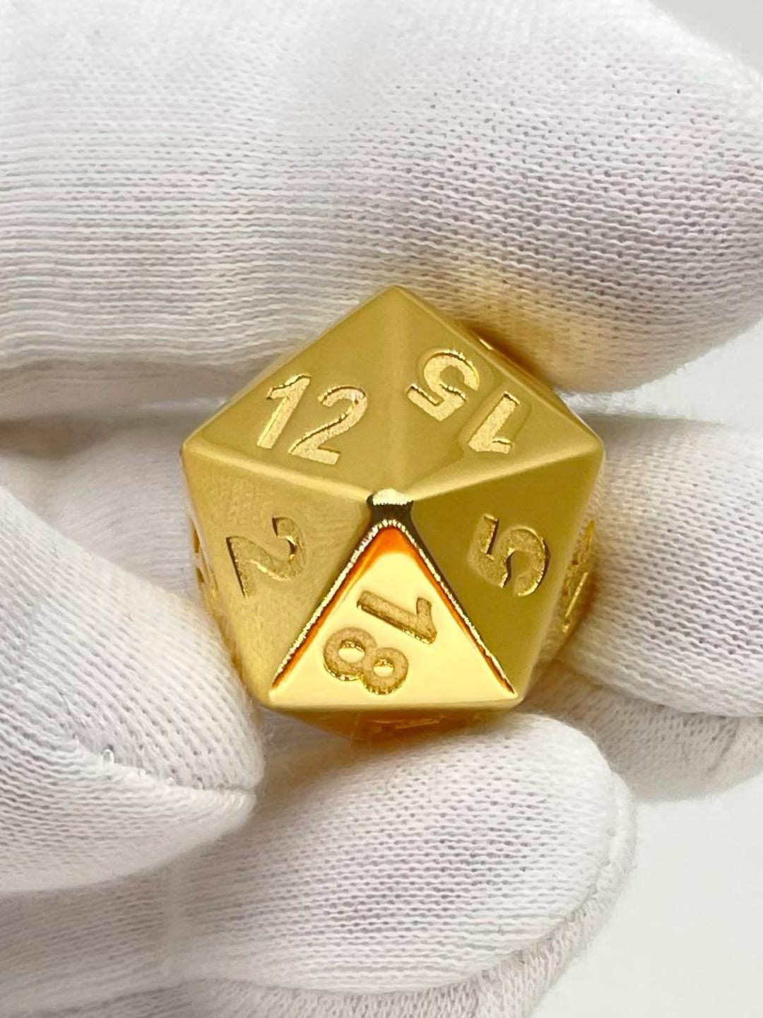 D20 Dice in Solid Sterling Silver, 18K Gold Plated, 24 Mm, 50 G ...
