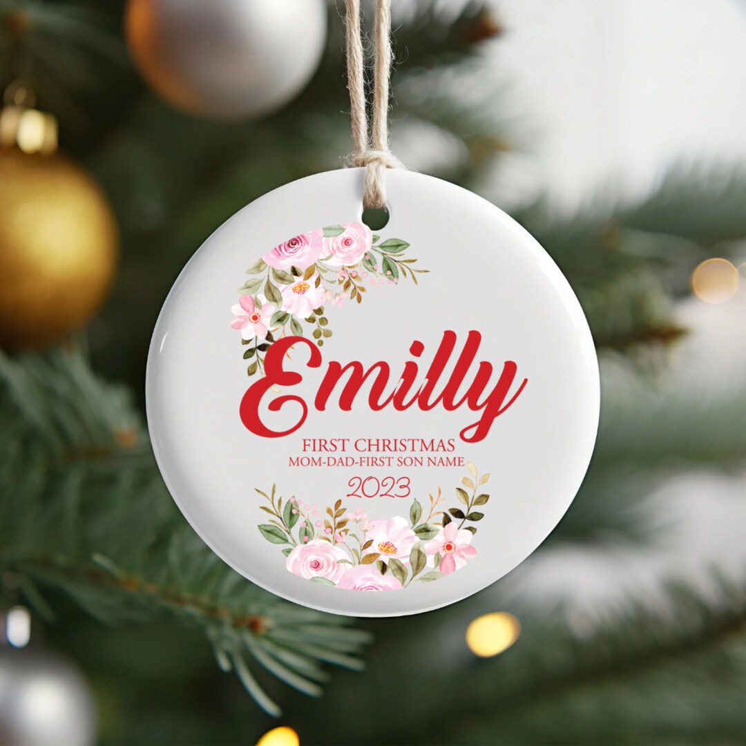 Baby First Christmas, Fist Christmas Ceramic Ornament, Baby Name ...