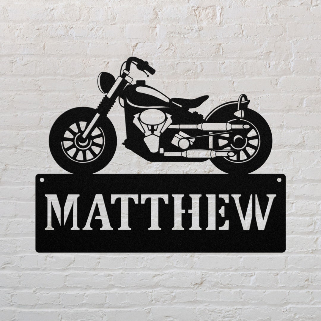 Personalized Motorcycle Metal Name Sign, Custom Last Name Sign ...