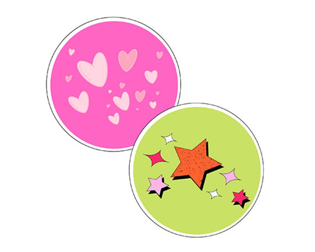 20 PRINTABLE HEARTS/STARS Stickers Colorful Happy Excellent the Best ...