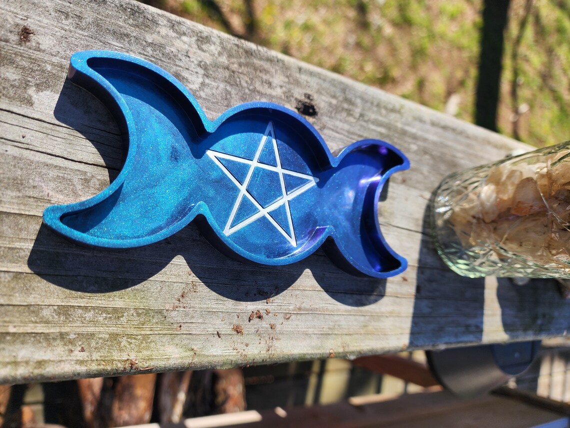 Triple Moon Resin Tray, Hand-painted Jewelry Tray - Etsy