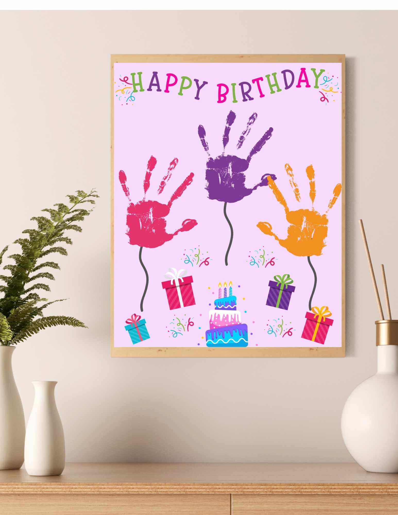 Birthday Handprint Art Template|preschool Birthday Art| Easy Birthday ...