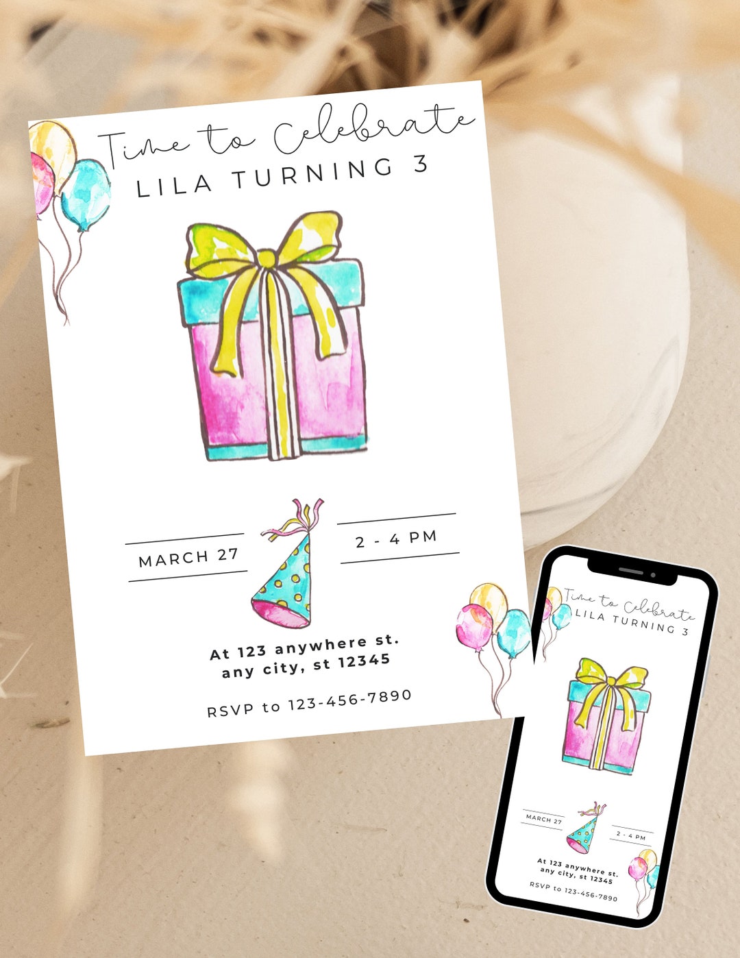 Time to Celebrate Birthday Invitation Girls Party|birthday Party ...