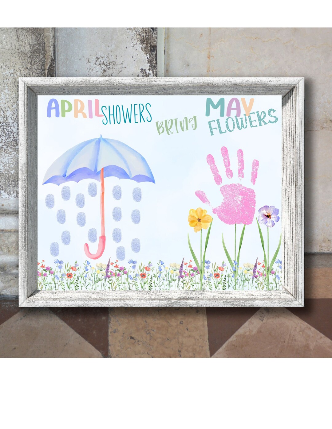 April Showers Brings May Flowers Spring Handprint Art Template ...