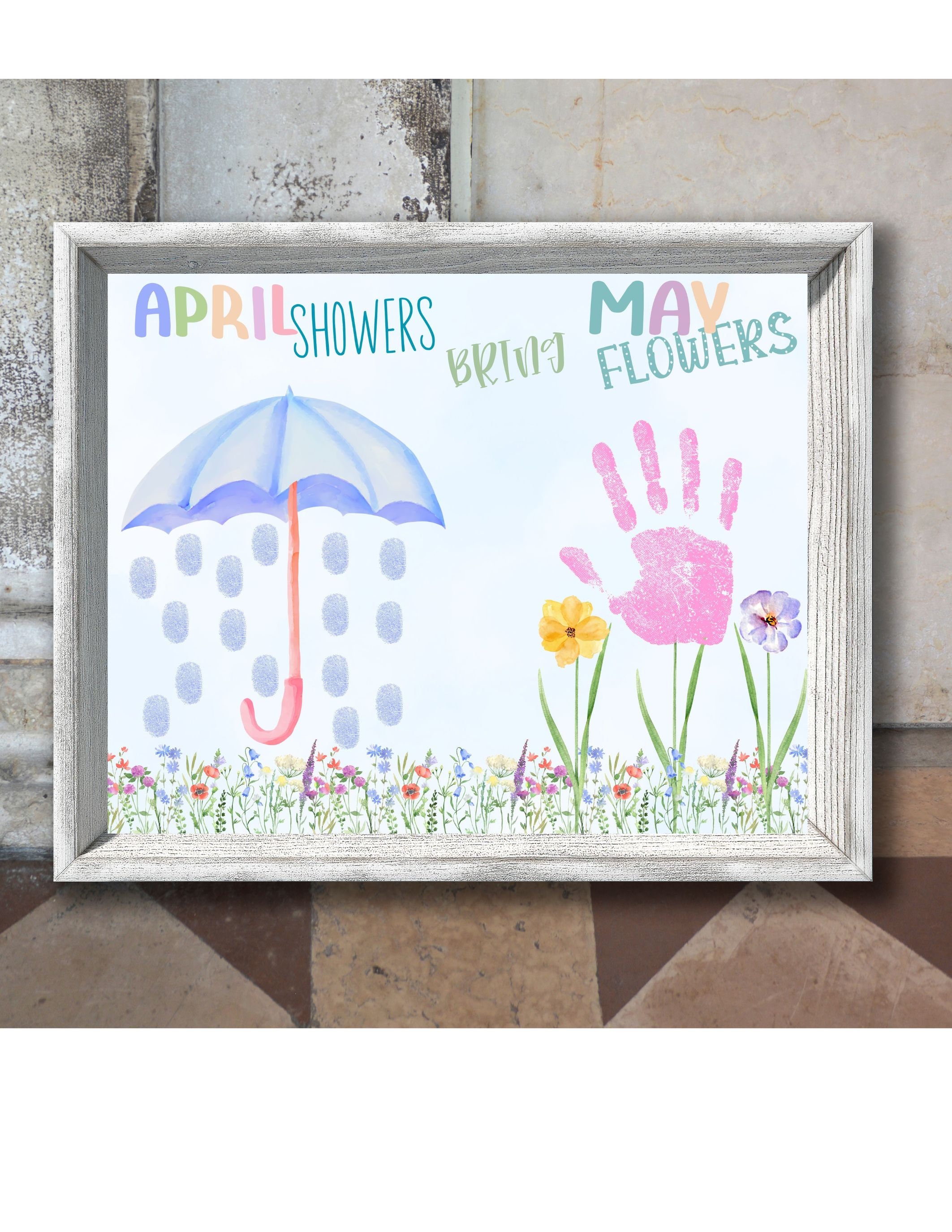 April Showers Brings May Flowers Spring Handprint Art Template ...