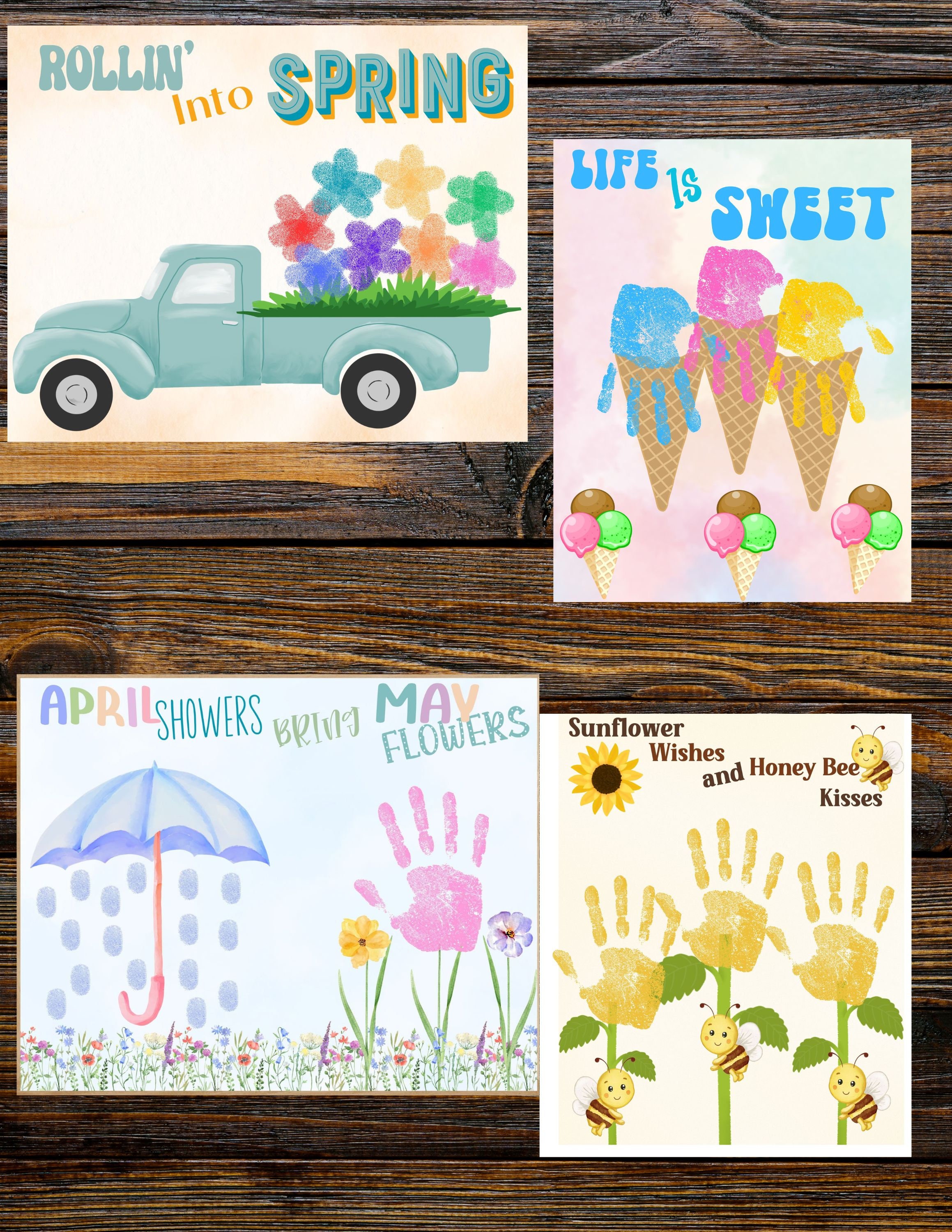 Bundle of Spring Handprint Art Templatepreschool Spring Art Easy Spring ...