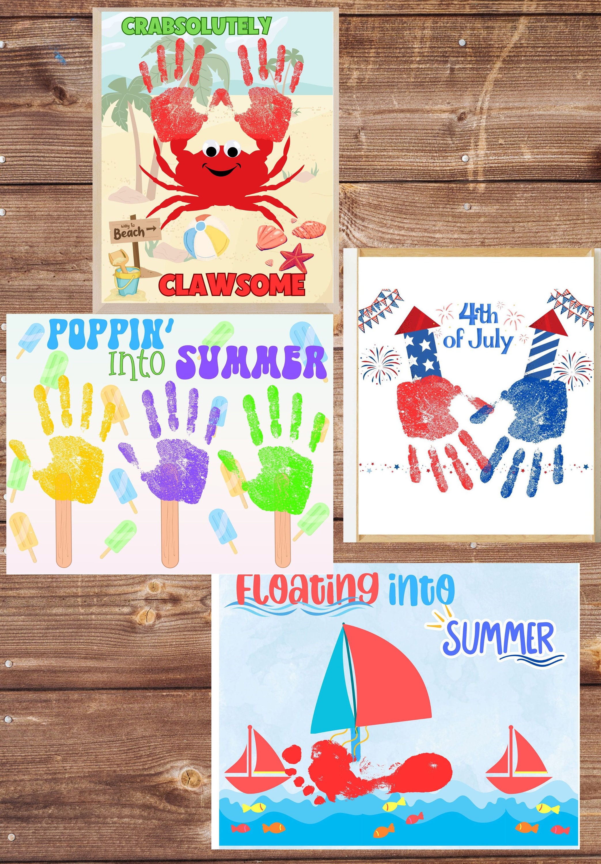 Bundle of Summer Handprint Footprint Art Template|preschool Spring Art ...