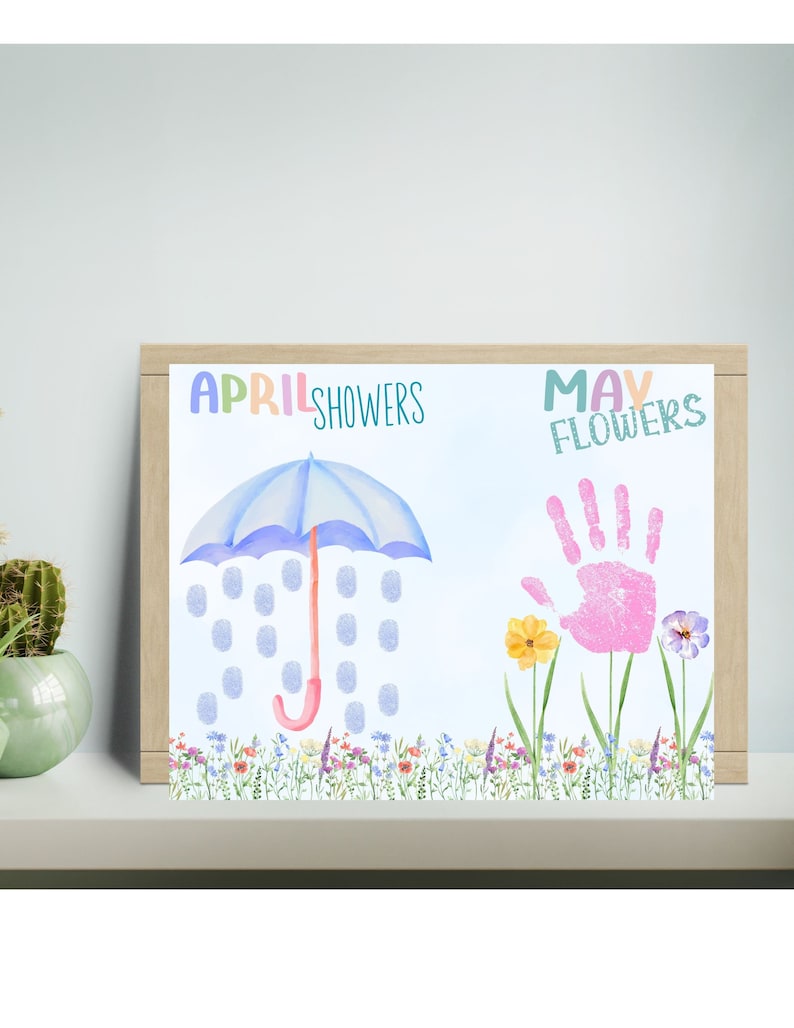 April Showers Brings May Flowers Spring Handprint Art Template ...