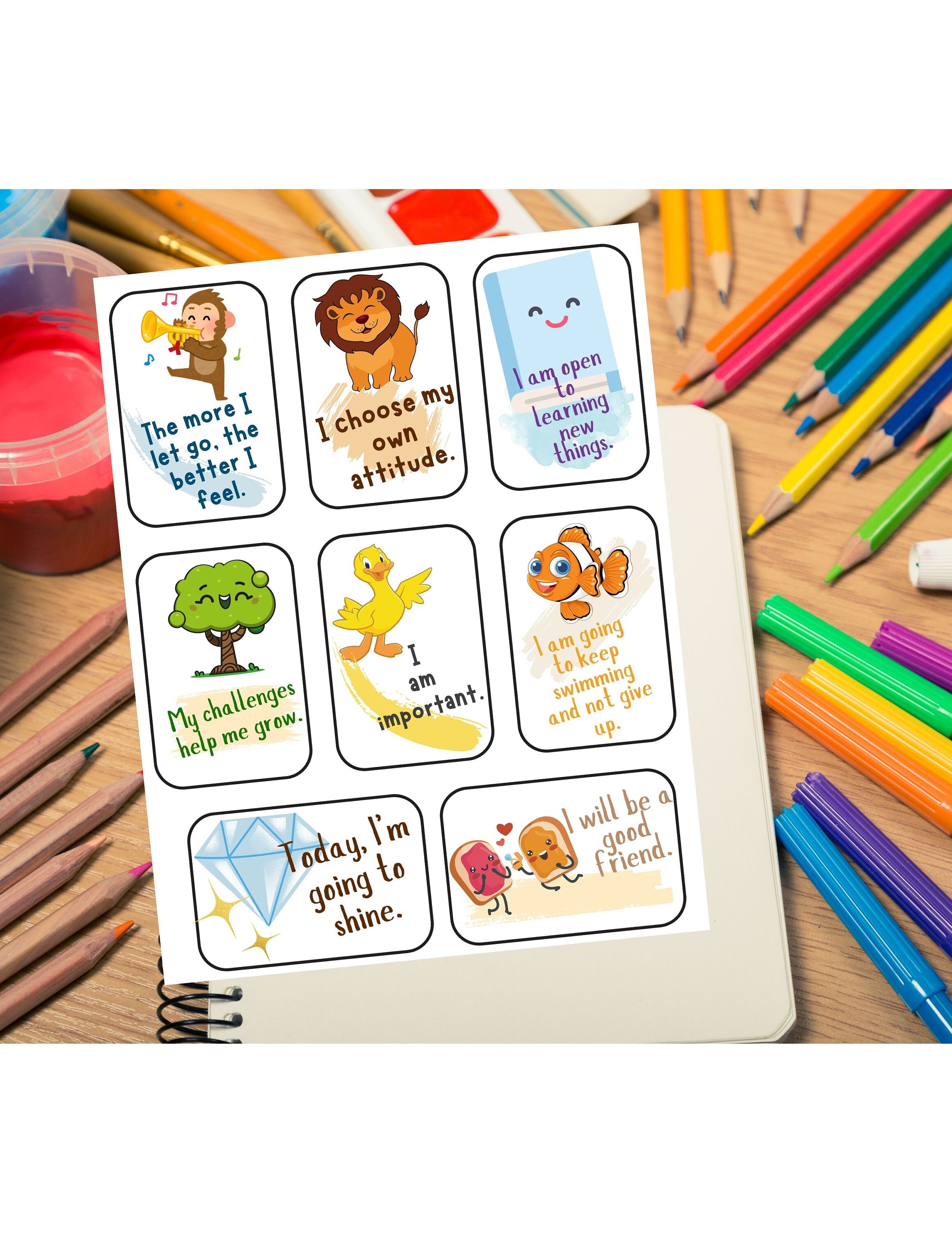 Kid's Affirmation Cards Set of 48, Positive Affirmation Cards Classroom ...