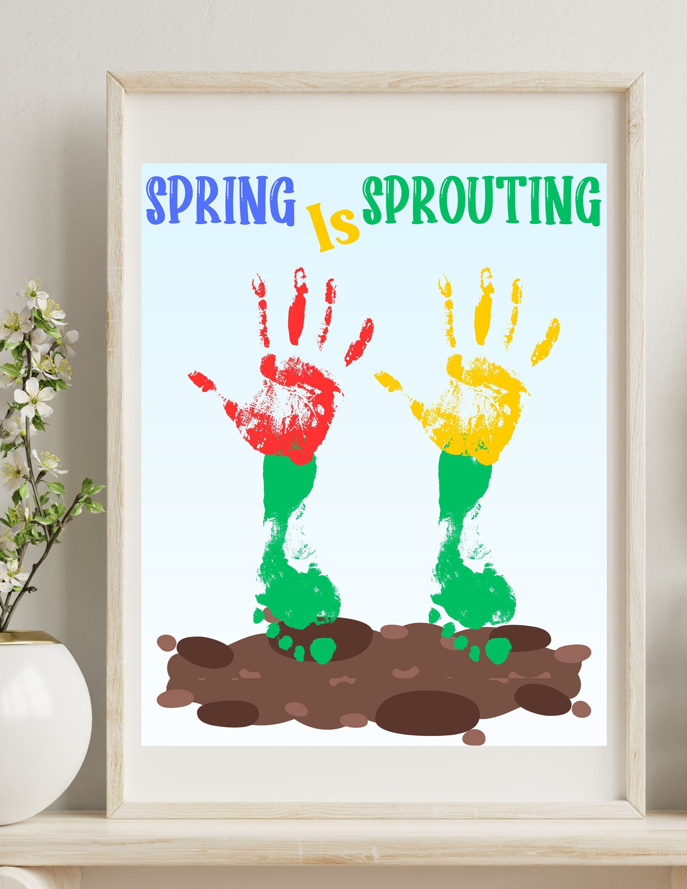 Spring Handprint Art Template|preschool Spring Art| Easy Spring Craft ...