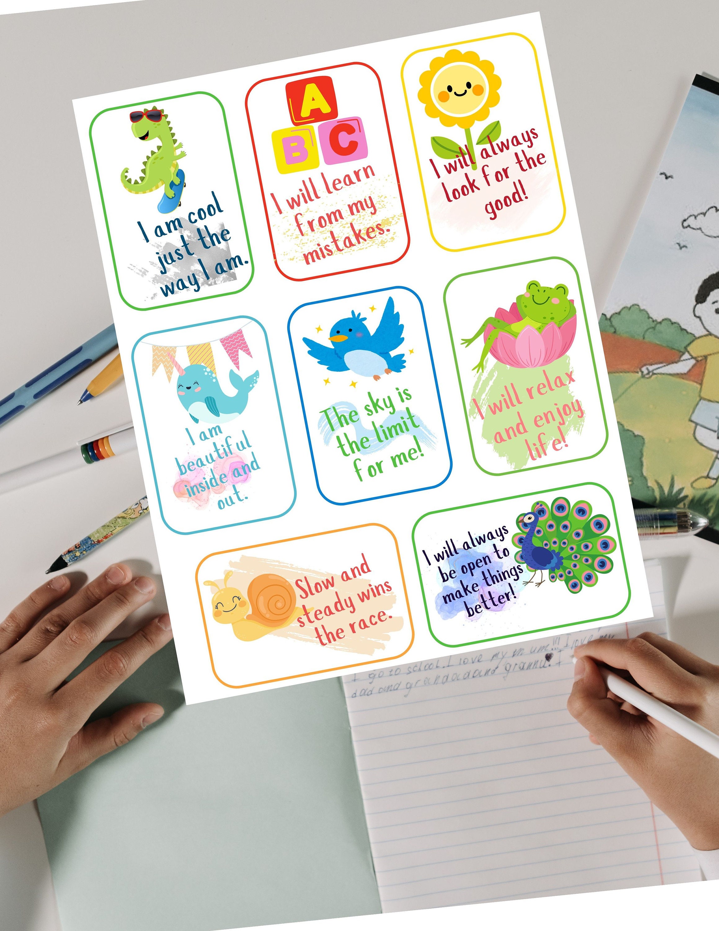 Kid's Affirmation Cards Set of 48, Positive Affirmation Cards Classroom ...