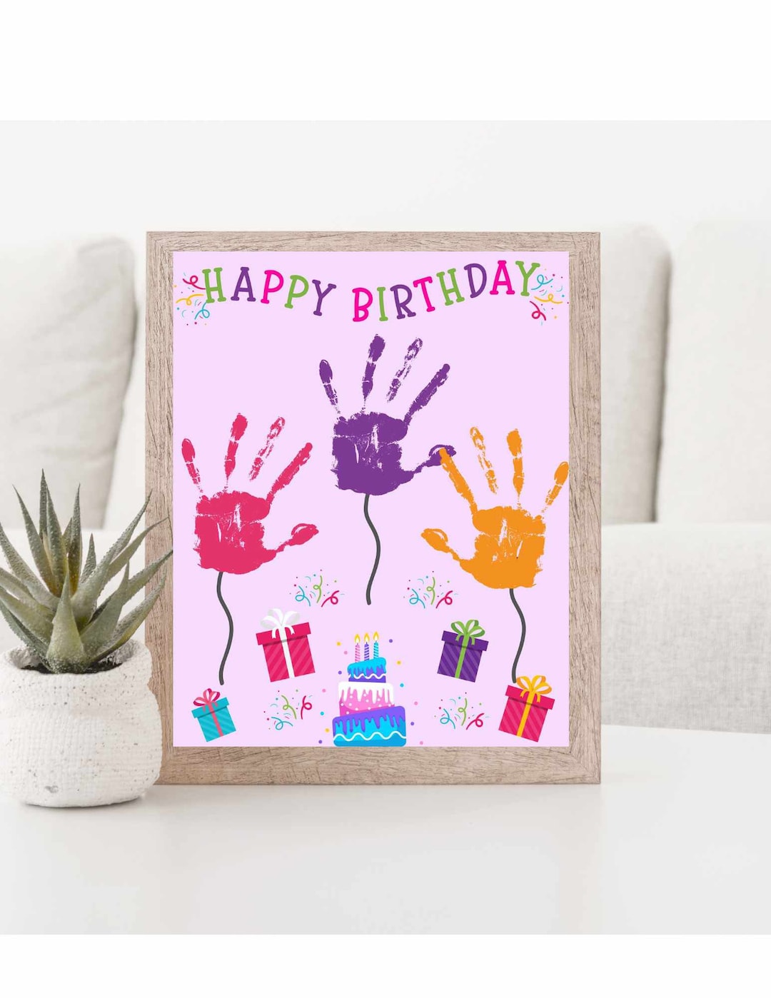 Birthday Handprint Art Template|preschool Birthday Art| Easy Birthday ...