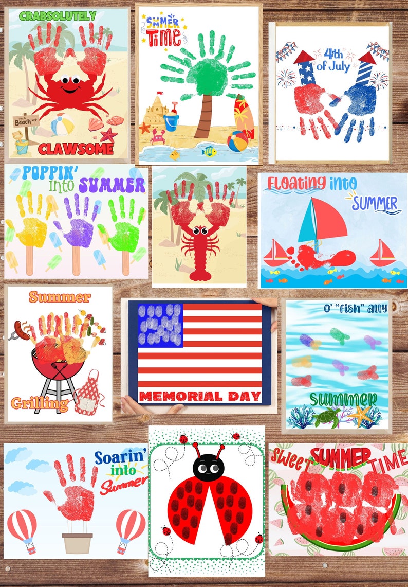 Bundle of Summer Handprint Footprint Art Template|preschool Spring Art ...