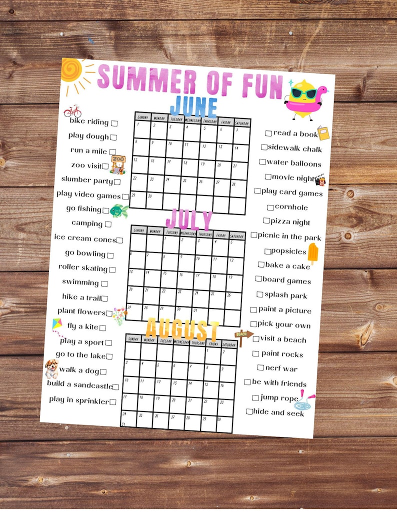 PRINTABLE Summer of Fun Bucket List Kids, Summer List of Fun Acivities, Kids Summer of Fun List ...