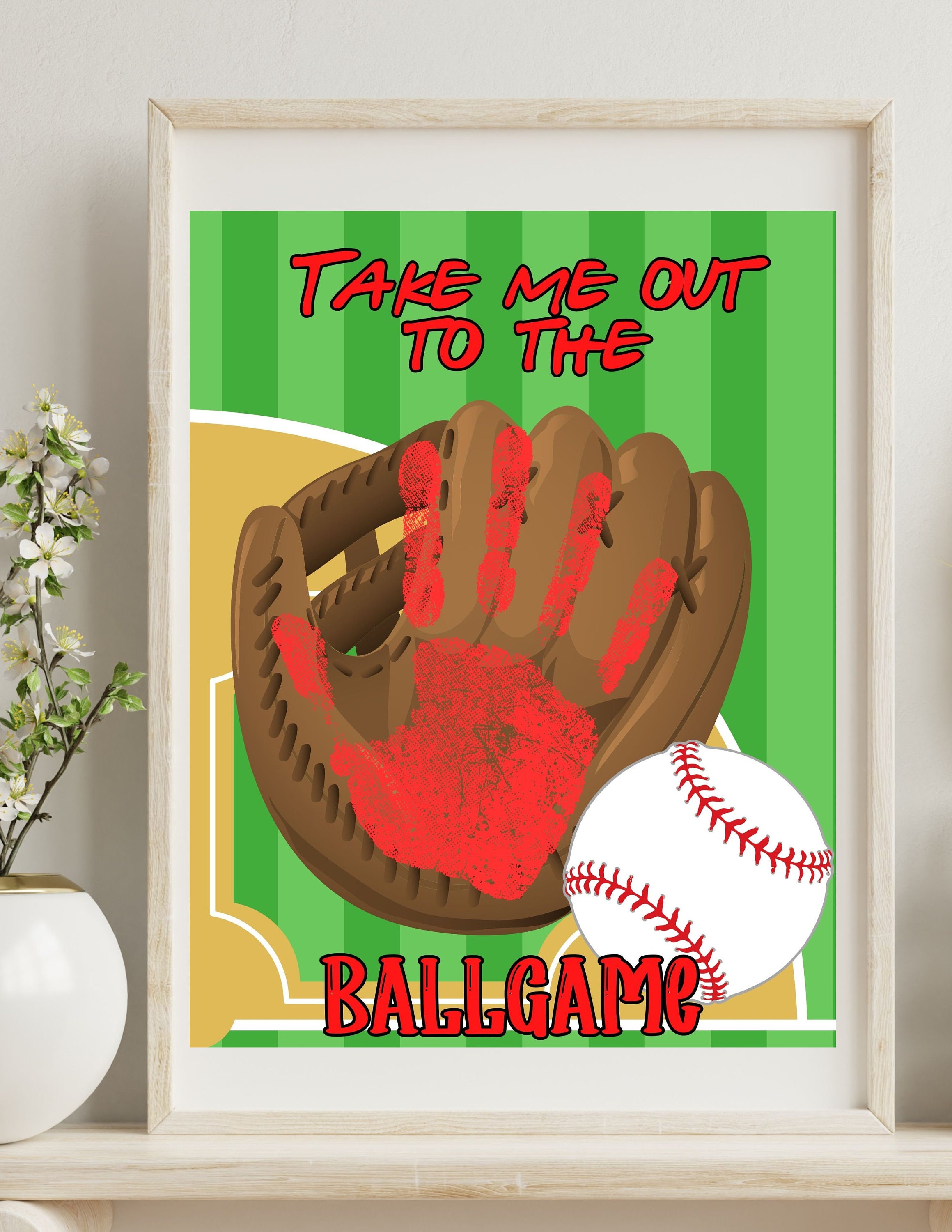 Baseball Handprint Art Template|preschool Baseball Art| Easy Baseball ...