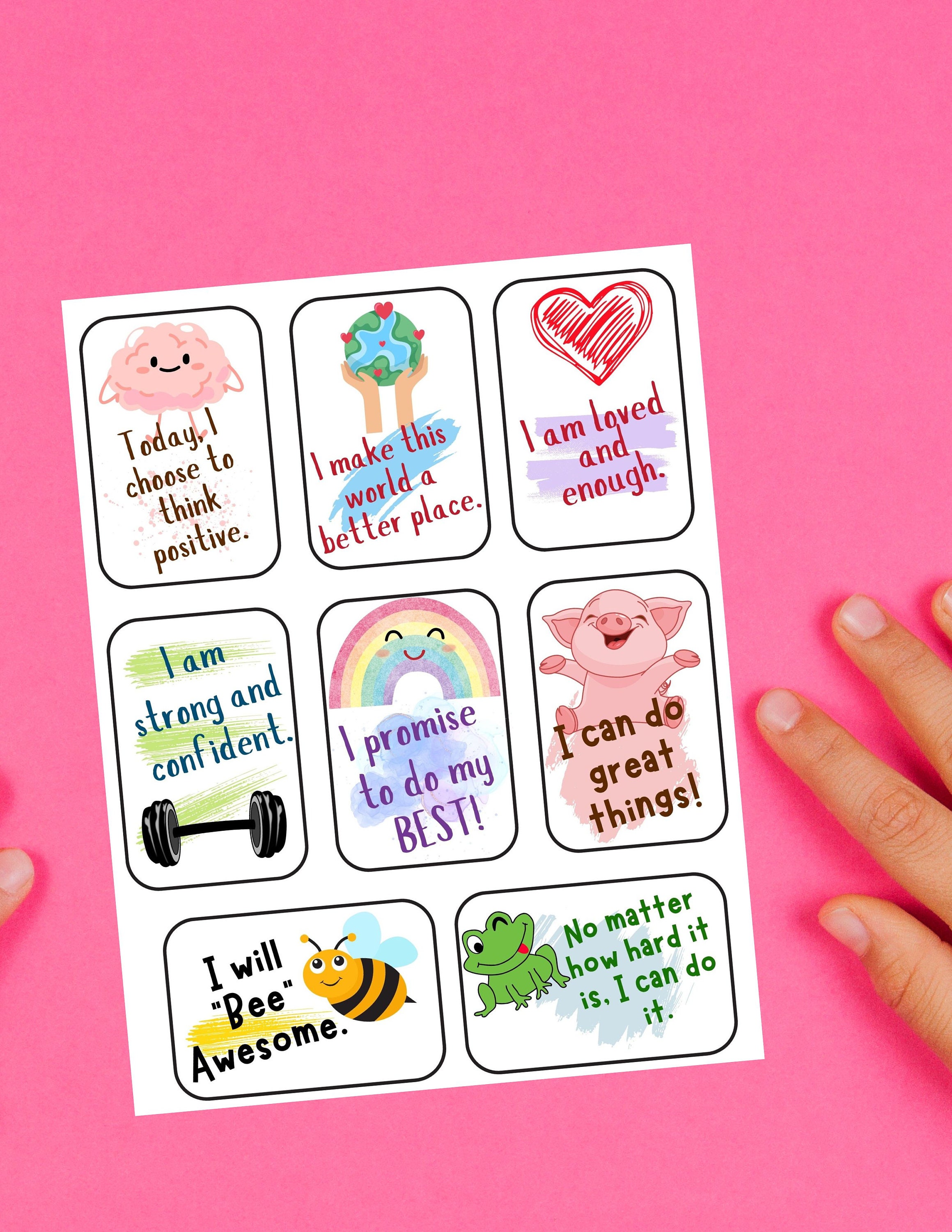 Kid's Affirmation Cards Set of 48, Positive Affirmation Cards Classroom ...