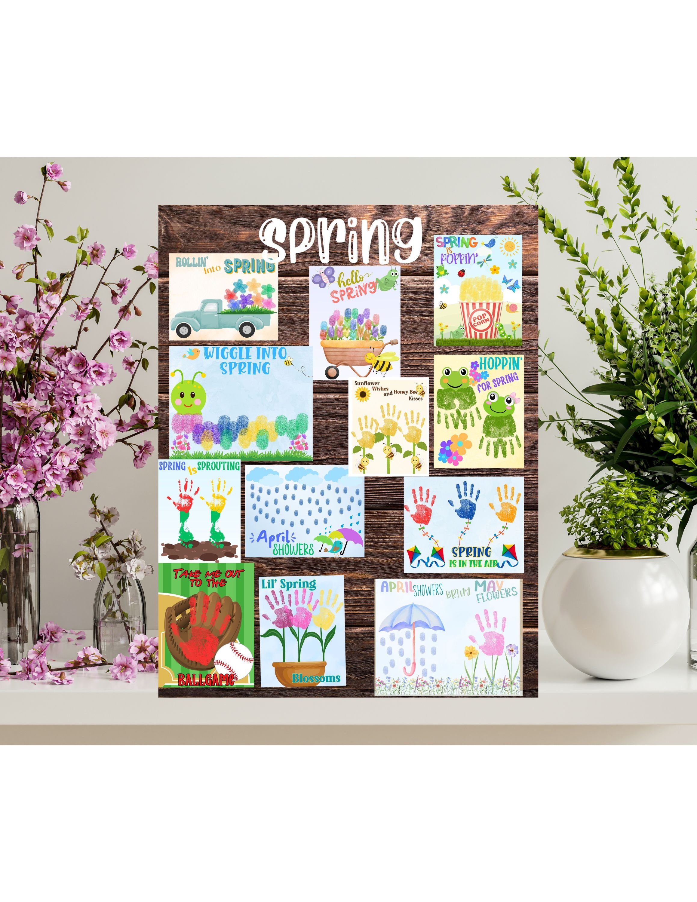 Bundle of Spring Handprint Art Templatepreschool Spring Art Easy Spring ...