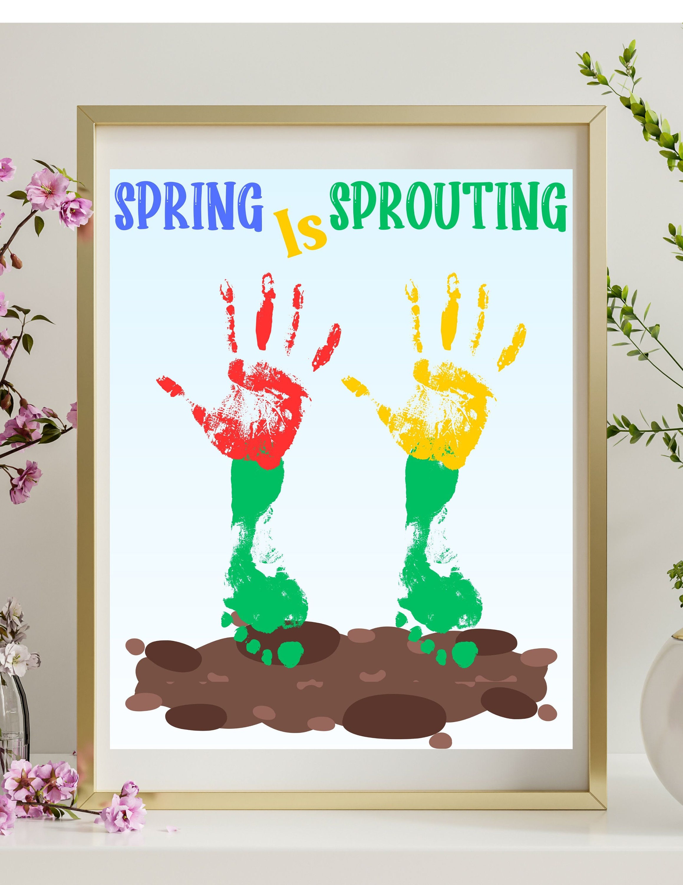 Spring Handprint Art Template|preschool Spring Art| Easy Spring Craft ...
