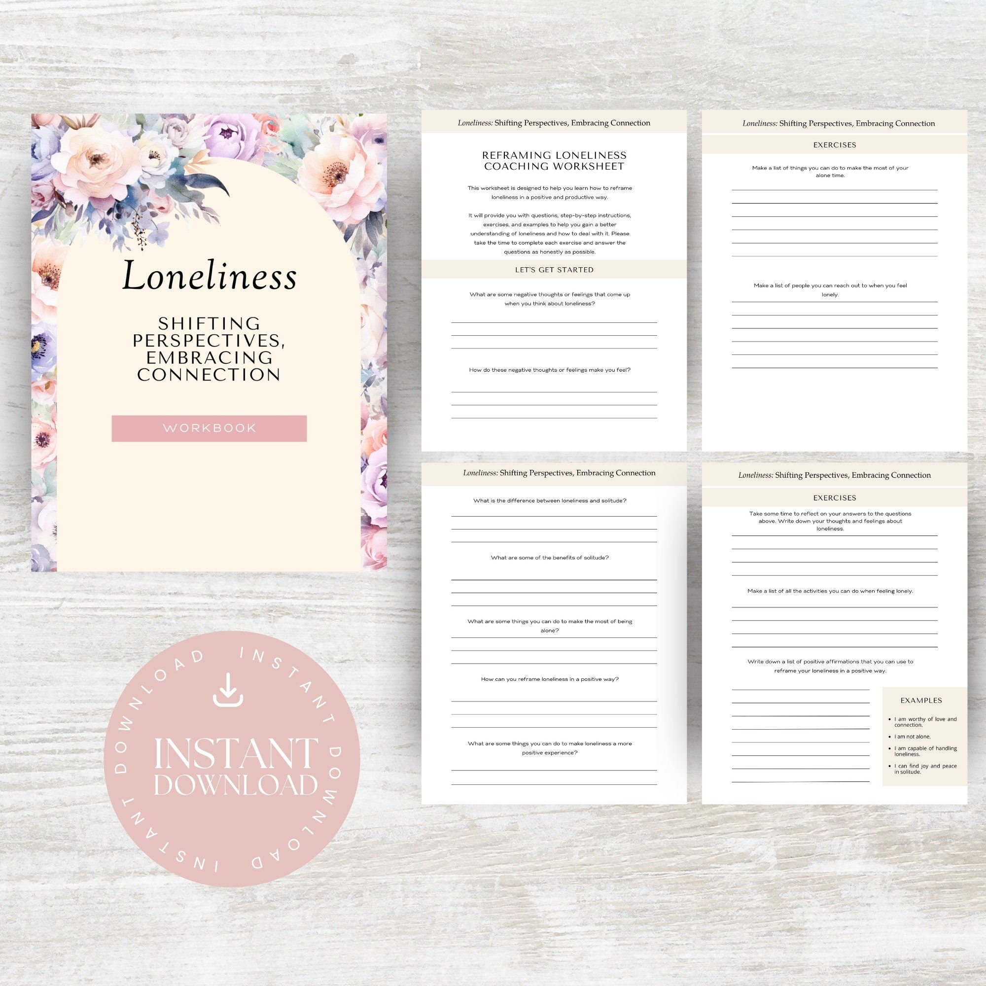 Therapy Workbook Printable PDF Coaching Reframing Loneliness Overcoming ...