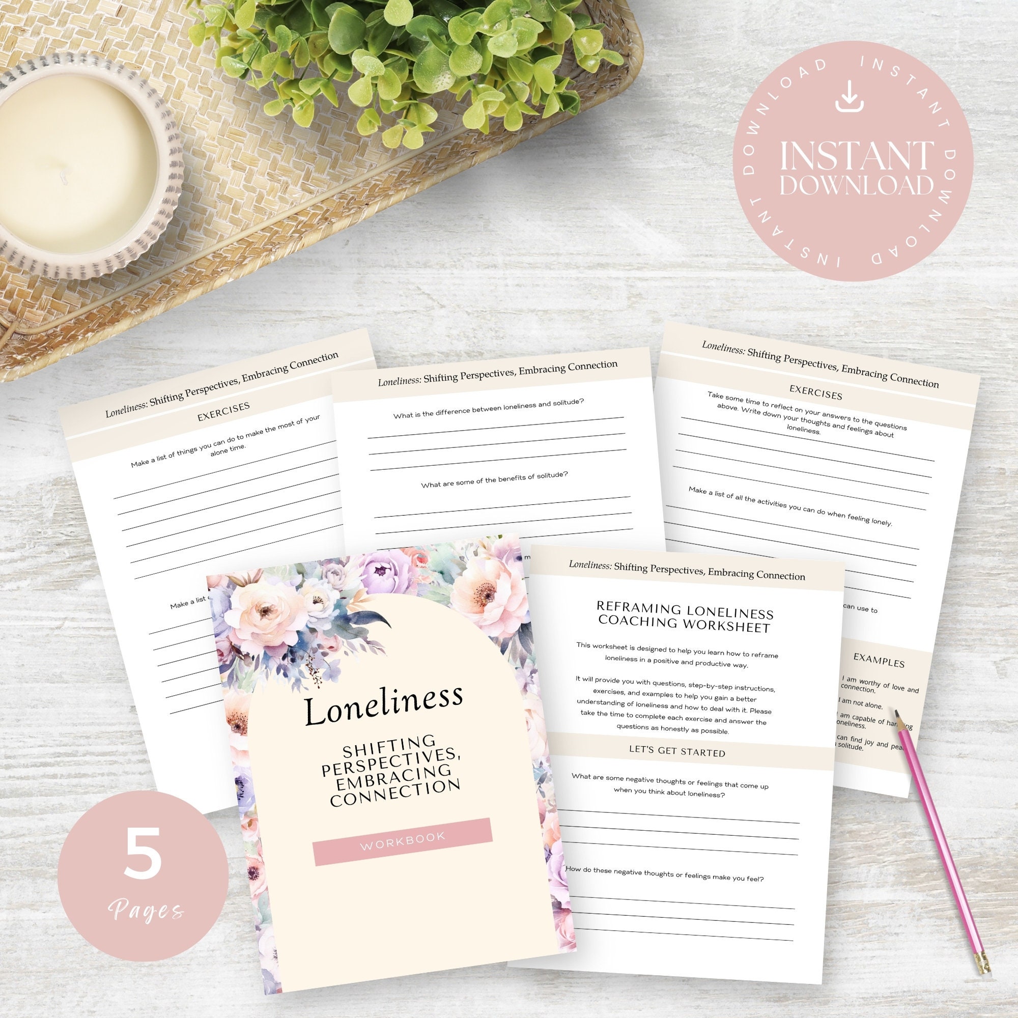 Therapy Workbook Printable PDF Coaching Reframing Loneliness Overcoming ...