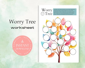 Worry Tree Worksheet Printable, Kids Anxiety Relief Workbook, Self ...