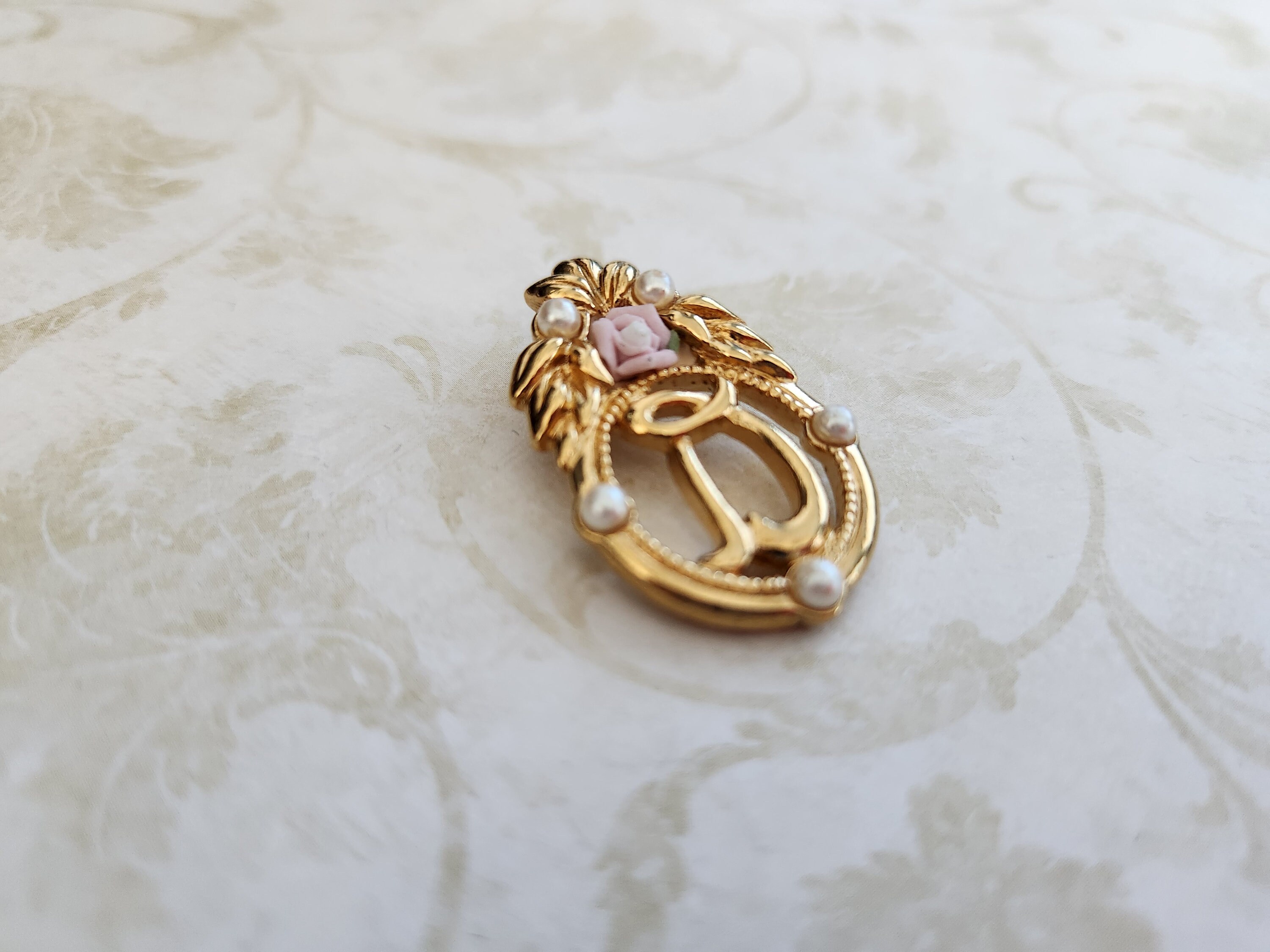 Vintage Gold Tone Avon Alphabet Initial D With Pink Ceramic - Etsy