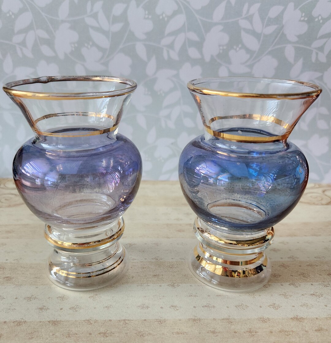 Pair of Vintage Bartlett Collins Bud Vases Purple With Gold Trim MCM ...